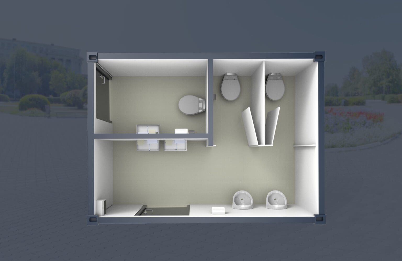 Site Toilets and Showers - 2+1 Toilet Block - Garic